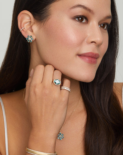 Floral Stud with Blue Tourmaline – Jamie Wolf