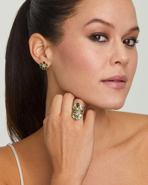 Floral Studs with Green Tourmaline – Jamie Wolf