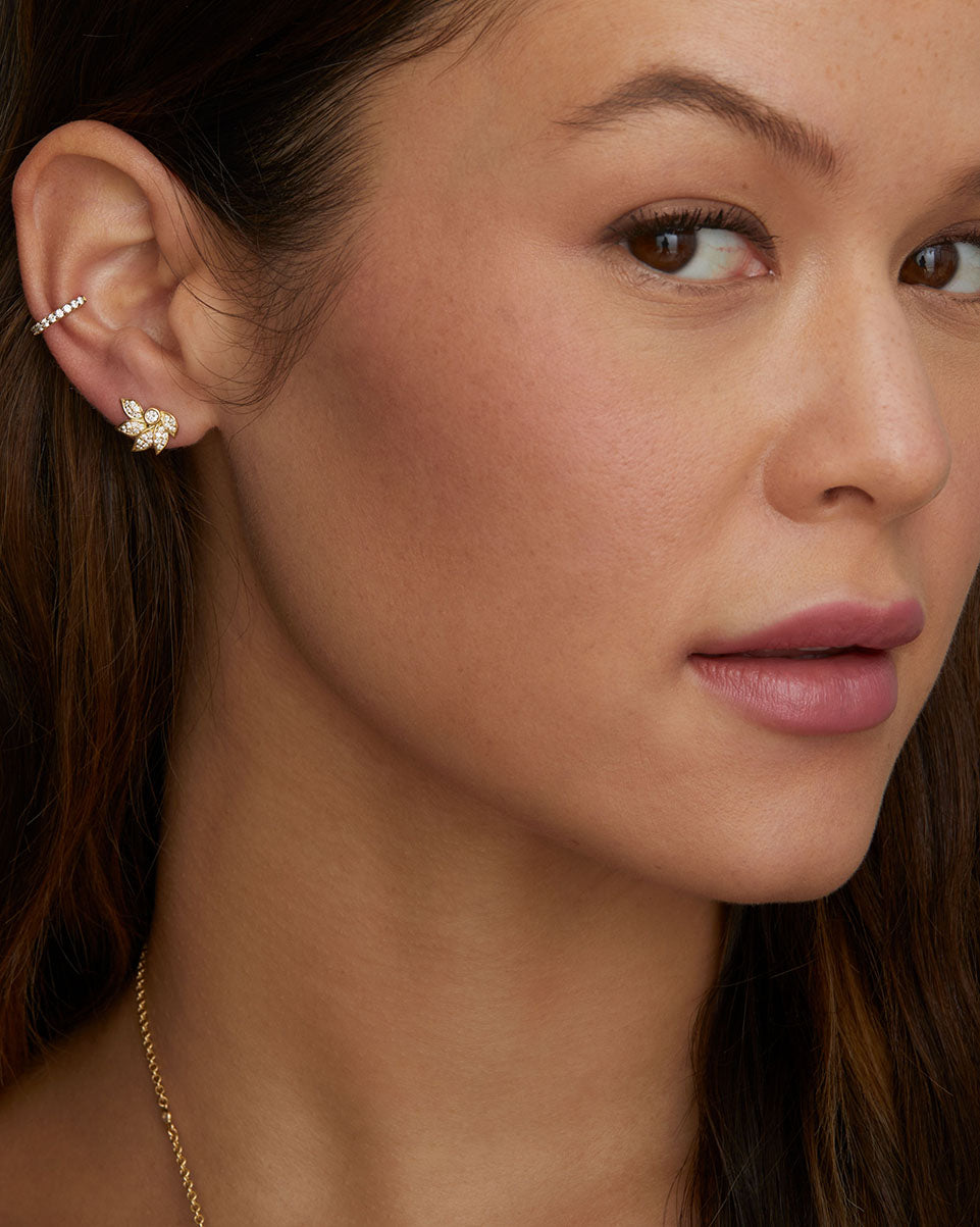 Lotus Studs with Diamond – Jamie Wolf